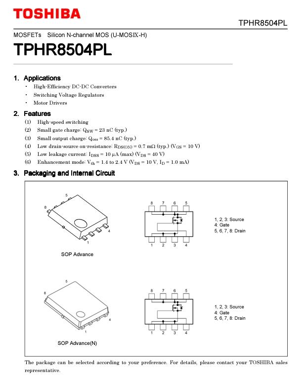 TPHR8504PL TOSHIBA MOSFET N-CH 40V 150A 8SOP | 露天市集 | 全台最大的網路購物市集