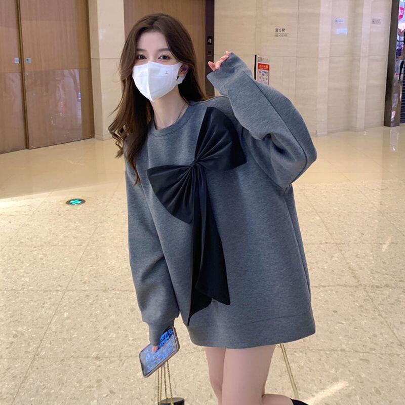 4XL 150公斤可選 胖mm大碼女裝 秋季蝴蝶結女裝 寬鬆衛衣慵懶風設計感 小眾上衣 300斤女裝 | 露天市集 | 全台最大的網路購物市集