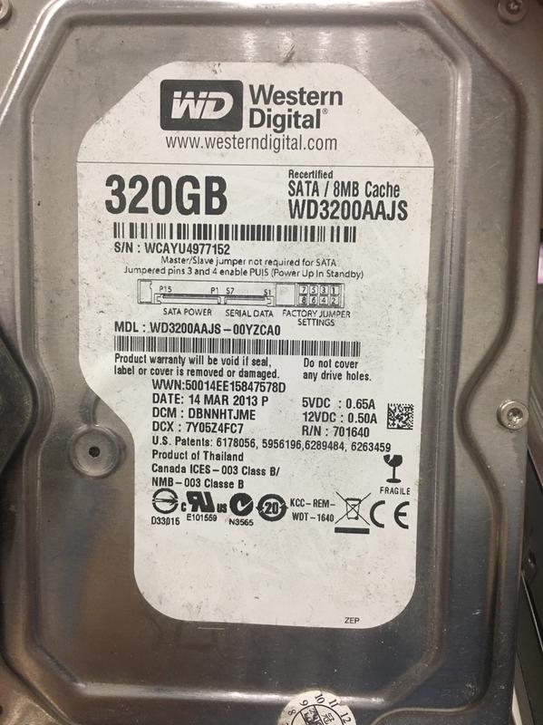 WD 320G 3.5吋硬碟 WD3200AAJS-00YZCA0 有壞軌 研究 報帳 救資料的最愛NO.315 | 露天市集 | 全台最大的網路購物市集