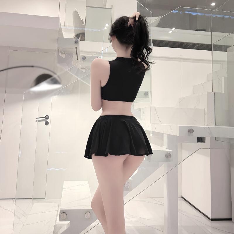 SG17 文胸+短裙 性感 冰絲 微透視 彈性 露胸 南半球 貓裝 短裙 情趣 包臀 夜店 KTV 附同款丁字褲 JS服 | 露天市集 | 全台最大的網路購物市集
