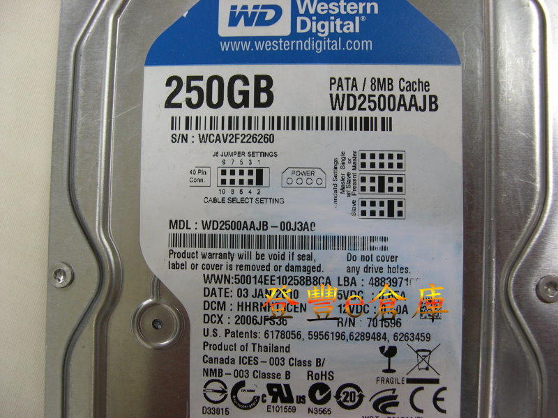【登豐e倉庫】 YF52 WD2500AAJB-00J3A0 250G IDE 硬碟 | 露天市集 | 全台最大的網路購物市集