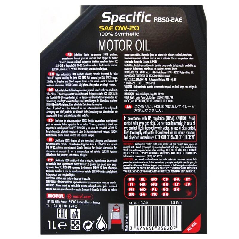 【易油網】【缺貨】MOTUL 0W20 SPECIFIC RBSO-2AE 全合成機油 汽柴油車 VOLVO VCC | 露天市集 | 全台最 ...