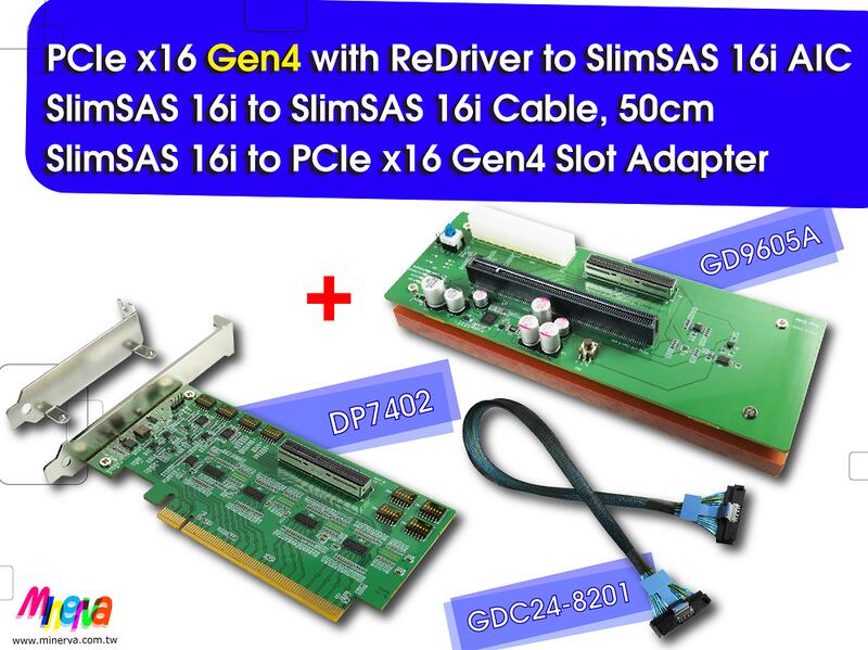 PCIex16 4.0+ReDriver to SlimSAS 16i+SlimSAS to PCIe x16 slot | 露天市集 | 全 ...