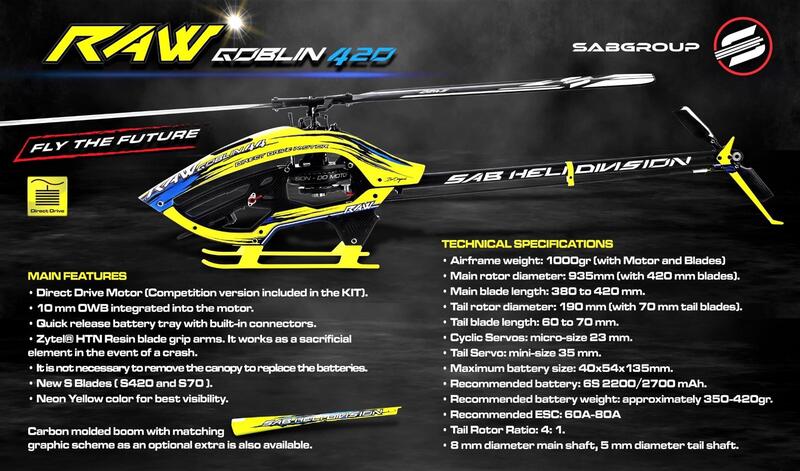 SAB GOBLIN RAW 420 直驅馬達 航模 特技 3D 直升機 SG421 RAW 700 RAW 580 | 露天市集 | 全台最 ...