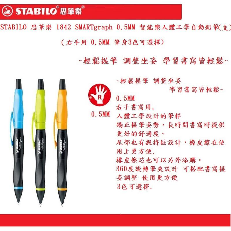 STABILO 思筆樂 1842 SMARTgraph 0.5MM 智能樂人體工學自動鉛筆(支)(右手用)~輕鬆握筆 調 | 露天市集 | 全 ...