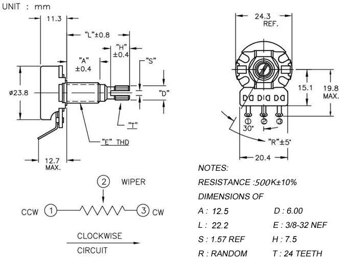 CTS 電吉他 電貝斯 音量旋鈕 Tone鈕用 可變電阻 VR 500K B類 Fender Gibson【樂器零件王】 | 露天市集 | 全 ...