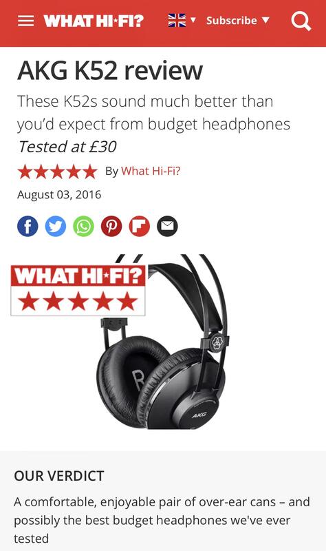 AKG時尚黑K52密閉式專業監聽耳機〉經典傳奇K77風華再現/WHAT HI-FI 最佳C/P值五星評鑑 | 露天市集 | 全台最大的網路購物市集