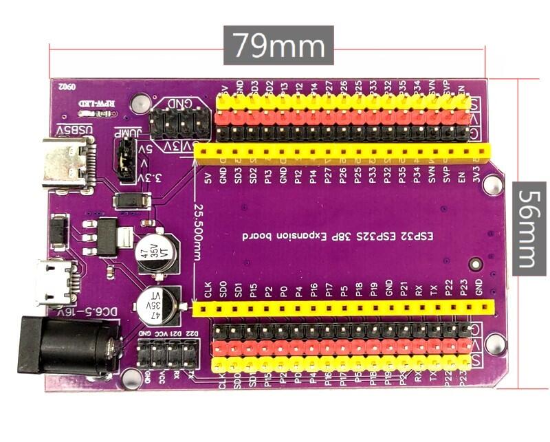 ESP32擴展板 38腳位寬度27.8mm 適用ESP32系列MCU 多組GSV腳位 GPIO擴展板 紫板 | 露天市集 | 全台最大的網路購物市集