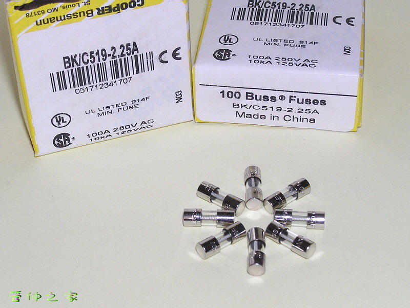 【保險絲】美國 BUSSMANN 2.25A / 250V 5*15mm 玻璃保險絲〔C519 ,慢熔〕 | 露天市集 | 全台最大的網路購物市集
