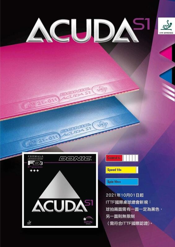 ★波爾桌球★ DONIC ACUDA S1 藍色及粉紅色面膠【彩色膠皮，代理商貨】國際桌總核准 | 露天市集 | 全台最大的網路購物市集