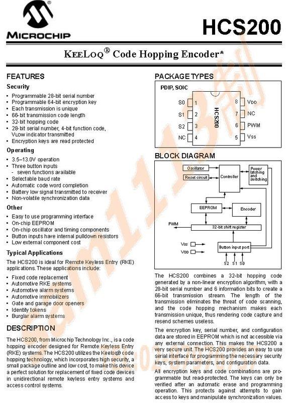 113滾碼 HCS200 DIP-8 / SOP-8 MICROCHIP 跳碼編碼 門禁 汽車 安房 遙控器用 | 露天市集 | 全台最大的網路購物市集
