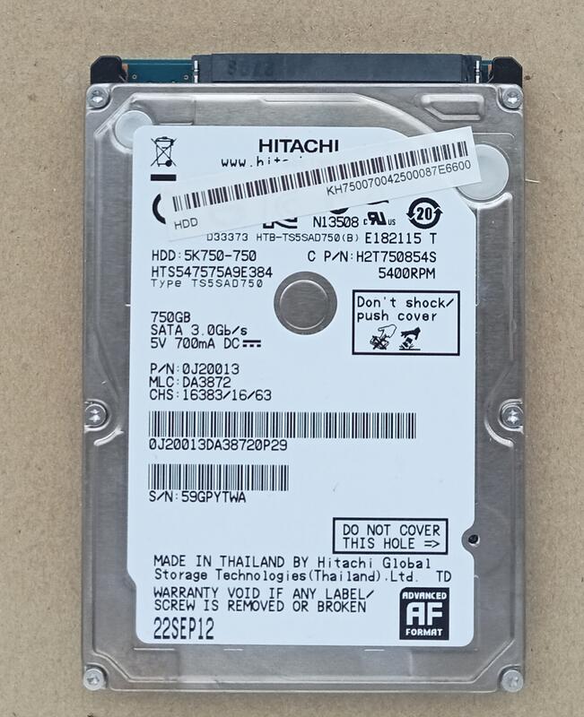 2.5吋碟_750G_HITACHI | 露天市集 | 全台最大的網路購物市集