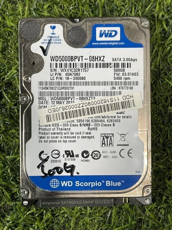【琻霖】【二手筆電硬碟】威騰 WD 藍標 500GB/SATA/2.5"/WD5000BPVT/WD5000BEVT | 露天市集 | 全台最 ...