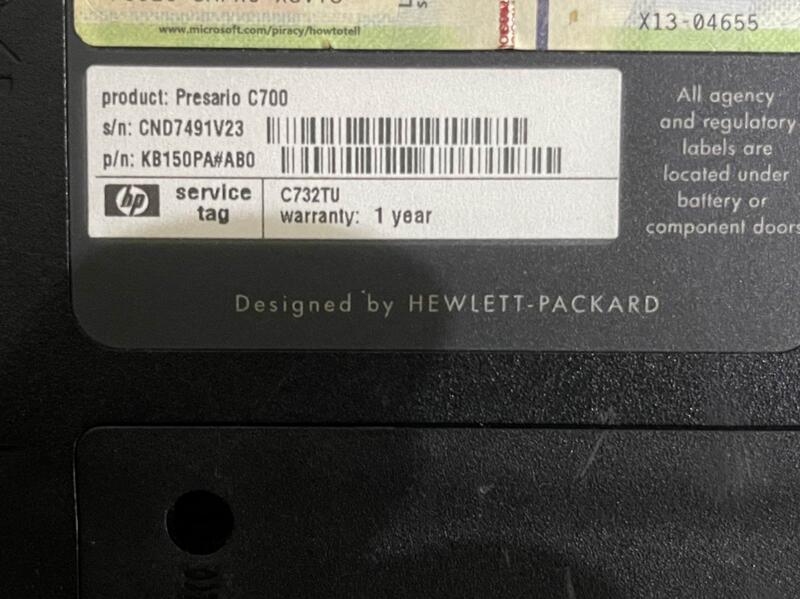 COMPAQ康柏(NBE4)Presario C700 15.4吋 Celeron筆記型電腦.....面板有問題 | 露天市集 | 全台最大的 ...