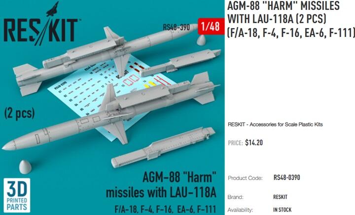 RES/KIT 1/48 AGM-88 "HARM" + LAU-118A 高速反輻射飛彈 3D 列印改套_48-390 | 露天市集 | 全台最大的網路購物市集
