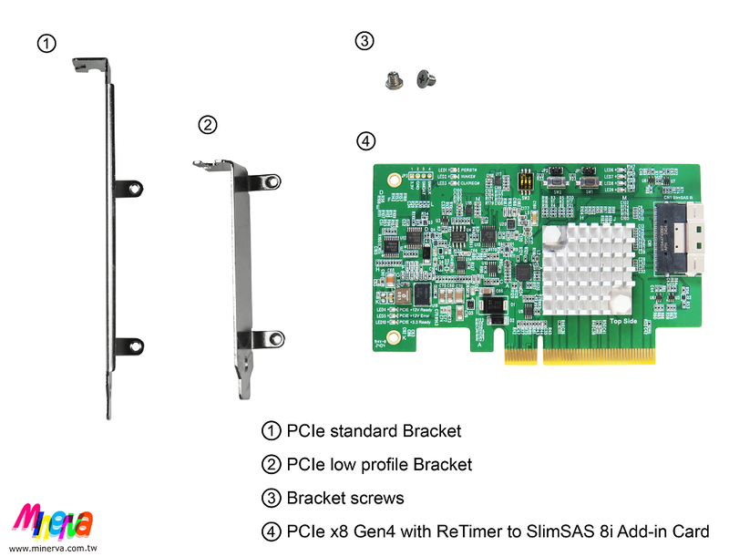 PCIe x8 Gen4+ReTimer to SlimSAS 8i, support x4,x4bifurcation | 露天市集 | 全 ...