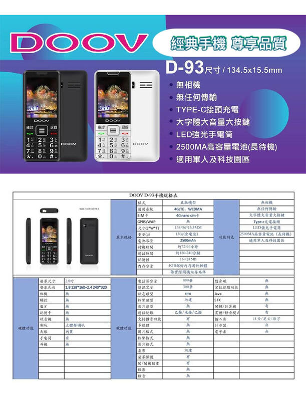 MTOS C31/C13 DOOV D93 4G 2.8吋 大音量 大字體 軍人機 科學園區適用 手機 按鍵機 長輩機 | 露天市集 | 全台最大的網路購物市集