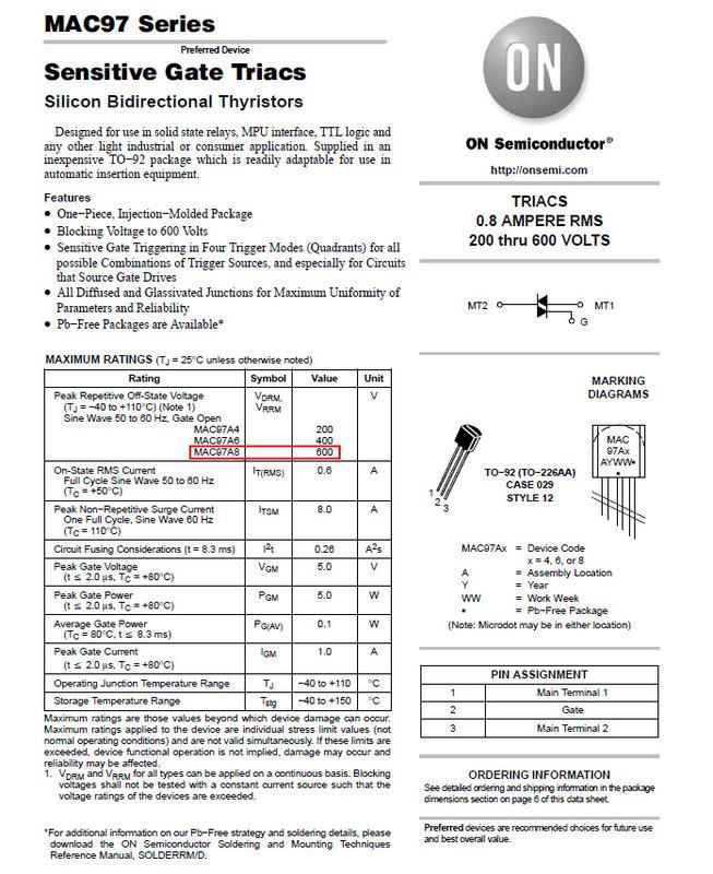 【DIY_LAB#428】(5個)MAC97A8 (TO-92) 0.8A 600V TRIAC 雙向矽控整流器(現貨) | 露天市集 | 全 ...