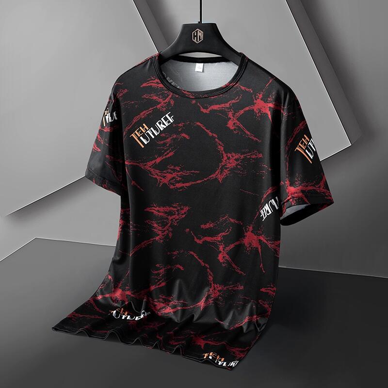 【miki 精選】【M-9XL】大尺碼T恤男 短袖衣服 T恤男 男裝 冰絲T恤 夏天新品印花圓領運動上衣 短t | 露天市集 | 全台最大的網路購物市集