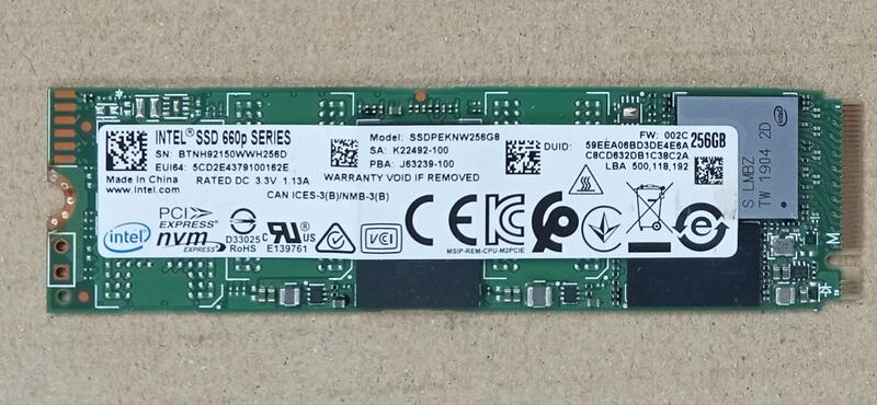intel SSD 660P_256GB_m.2 | 露天市集 | 全台最大的網路購物市集