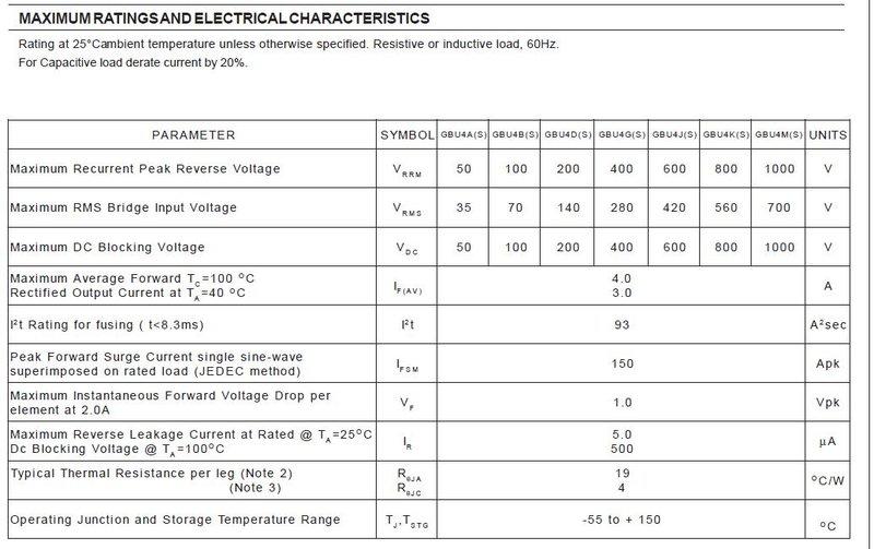 BRIDGE DIODE ( 橋式 整流 二極体 ) ( PAN-JIT GBU4J ) GBU 600V 4A | 露天市集 | 全台最大的 ...