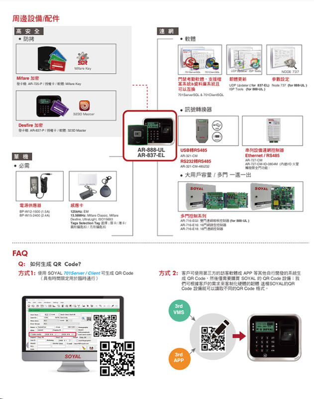 昌運監視器 SOYAL AR-888-ULSX31B8 E1 WG 雙頻 黑色 玻璃 歐規 QRcode掃描門禁讀頭 | 露天市集 | 全台最 ...