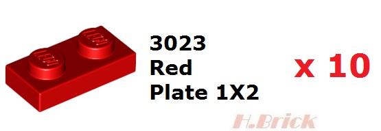 【磚樂】10個一組 LEGO 樂高 3023 302321 Plate 1x2 紅色 薄板 | 露天市集 | 全台最大的網路購物市集