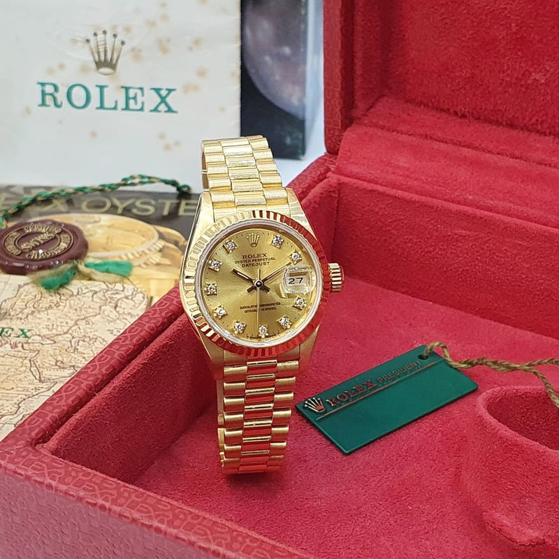 【大眾名錶】ROLEX勞力士 69178 Datejust 18K金女錶 金面十鑽 舊包台 台灣AD 大眾名錶B1202 | 露天市集 | 全 ...