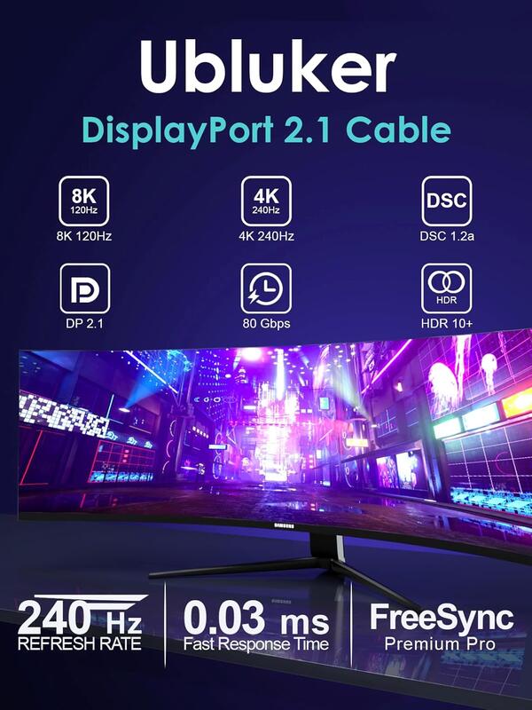 Ubluker【VESA認證DP80】80Gbps DisplayPort 2.1線 UHBR20 4K 240Hz | 露天市集 | 全台最 ...