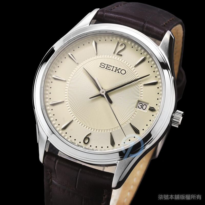 【柒號本舖】SEIKO精工藍寶石石英皮帶男錶-香檳銀 / SUR421P1 | 露天市集 | 全台最大的網路購物市集