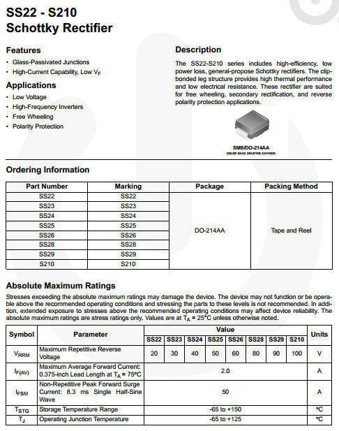 【洋將】(5個) TOSHIBA SR2100 SS210 蕭特基貼片二極體 2A/100V DO-214AC $D | 露天市集 | 全台最 ...