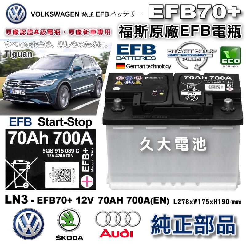 久大電池 VOLKSWAGEN AUDI SKODA 原廠電池 EFB 70AH 適用SKODA Fabia | 露天市集 | 全台最大的網路購物市集