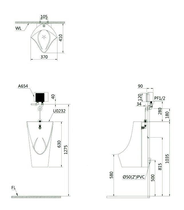 大鯊魚水電廣場】CAESAR 凱撒 U0232 壁掛式小便斗 + A624 自動感應沖水器 | 露天市集 | 全台最大的網路購物市集