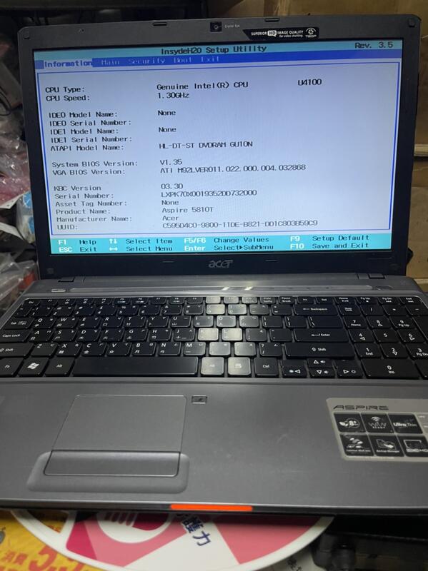 ACER宏碁(NBC1)Aspire 5810T 15.6吋 U4100筆記型電腦 | 露天市集 | 全台最大的網路購物市集