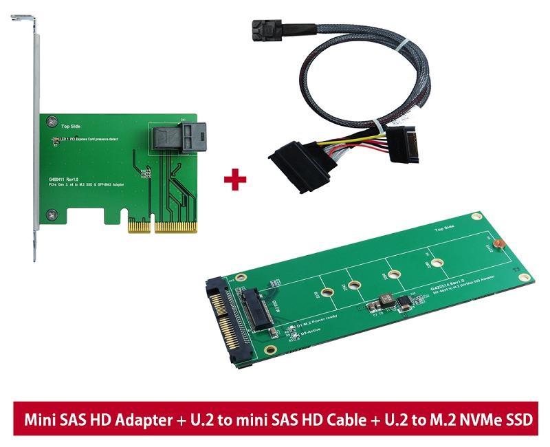 美樂華 PCIe x4 to Mini SAS HD + Cable + U.2 to M.2 NVMe SSD 轉接卡 | 露天市集 | 全 ...