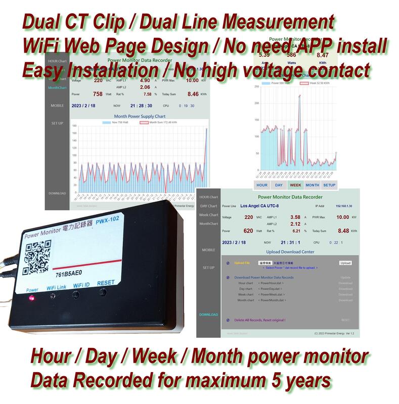 PWX-102 電力監控記錄器 市電交流功率計 市電用電記錄 家庭用電管理 智慧型電表 遠端監控 | 露天市集 | 全台最大的網路購物市集