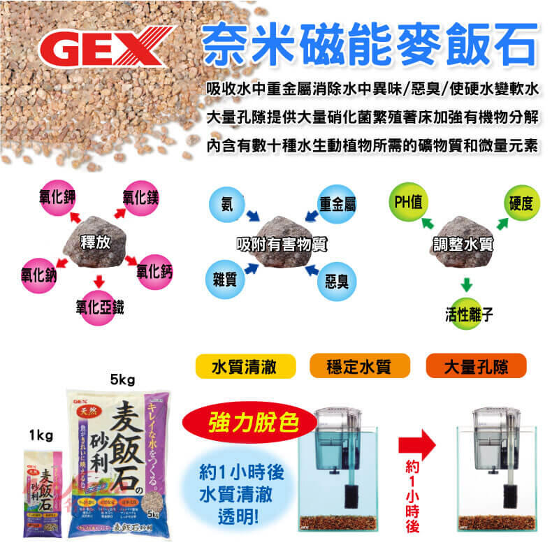 小郭水族-日本 GEX五味【奈米磁能麥飯石1kg/5kg】底沙 過濾 | 露天市集 | 全台最大的網路購物市集
