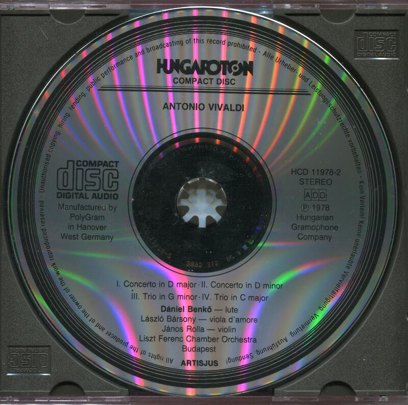 Vivaldi Lute Concertos & Trios -- Daniel Benko -- Hungaroton | 露天市集 | 全 ...
