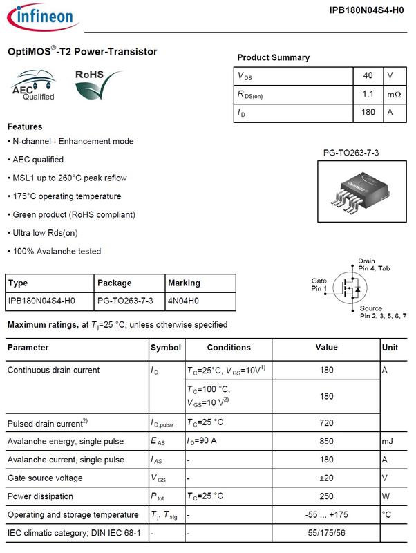場效電晶體 (INFINEON IPB180N04S4-H0 ) D2PAK7(N-CH) 40V 180A 1.1mΩ | 露天市集 | 全 ...