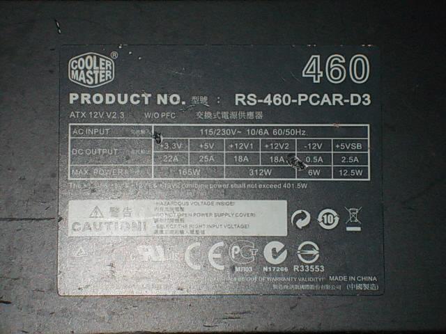 電腦~電源供應器~POWER~460W...型號RS--460-PCAR-D3 | 露天市集 | 全台最大的網路購物市集
