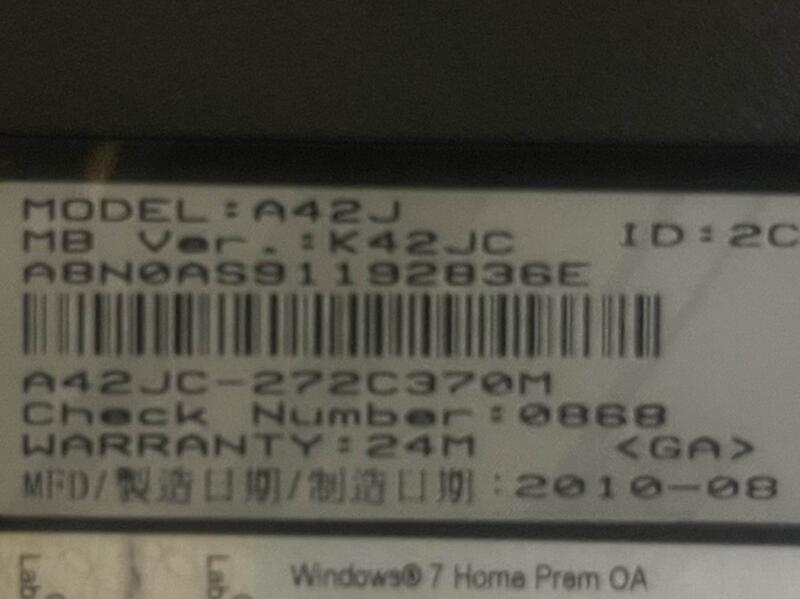 零件機ASUS華碩14吋A42J筆記型電腦(黑色) | 露天市集 | 全台最大的網路購物市集