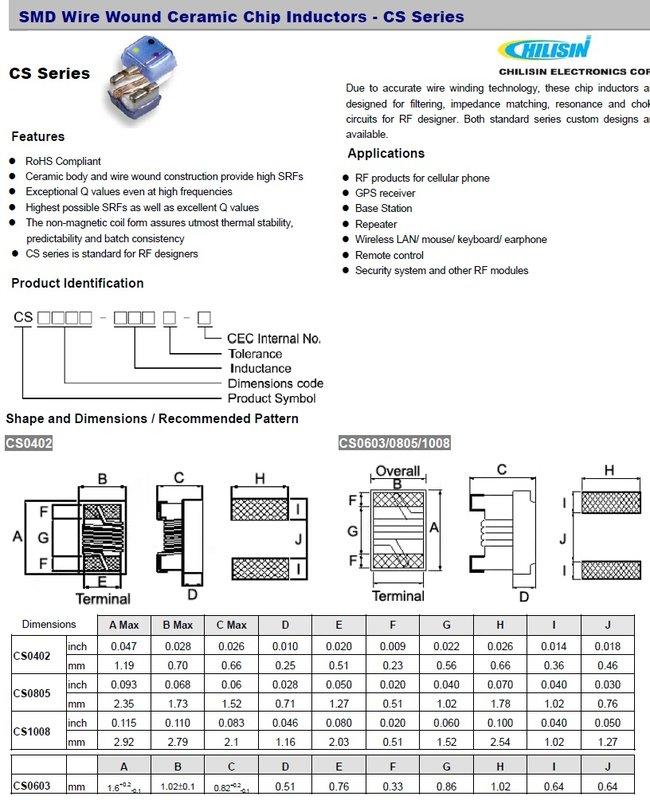 INDUCTOR (Chock) 電感 ( CHILISIN CS1008-R47K-S ) 貼片方型 (2.92x2.79x2.1mm) 0 ...