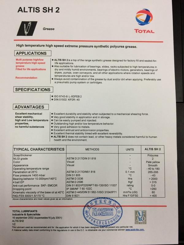 【道達爾-TOTAL-法國】ALTIS SH 2 Grease、特殊合成潤滑脂、400g/條【軸承、培林】 | 露天市集 | 全台最大的網路購物市集