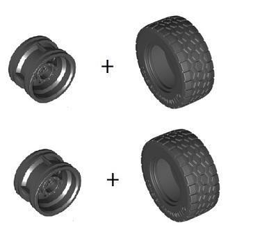 【積木樂園】Lego 4299389/56145 + 6055626/15413 黑色輪胎/輪框 四個一組 | 露天市集 | 全台最大的網路購物市集