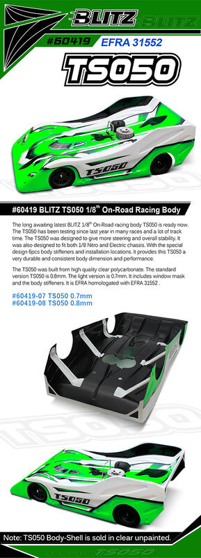 【泰德】BLITZ TS050 1/8 平跑車 透明車殼 60419 | 露天市集 | 全台最大的網路購物市集