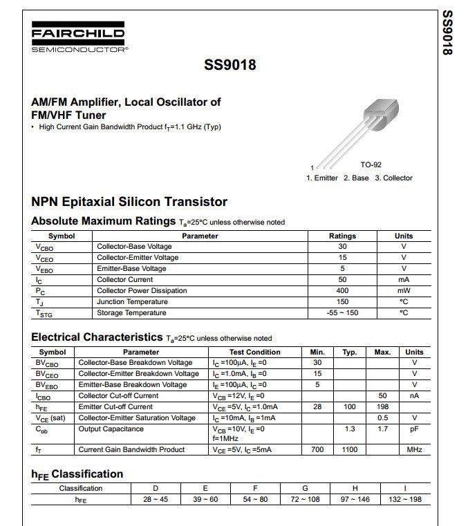 【DIY_LAB#581】(10個)電晶體 S9018/2SC9018 NPN 15V 50mA 1.1GHz RF放大 | 露天市集 | 全 ...