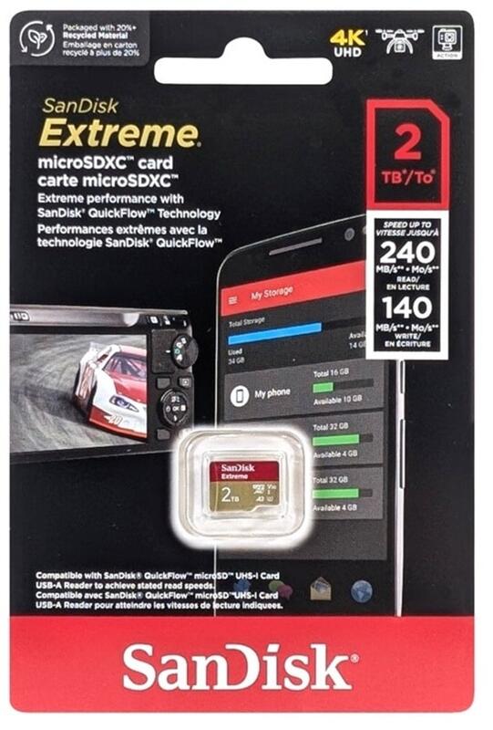 SanDisk 2TB 2T microSD【Extreme 240MB/s】4K U3 A2手機記憶卡 | 露天市集 | 全台最大的網路購物市集