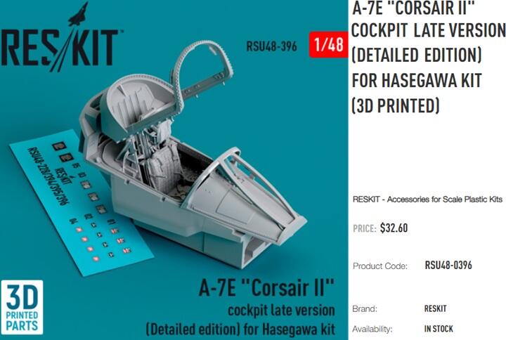 RES/KIT 1/48 A-7E 海盜二式攻擊機後期型座艙 (HASEGAWA) 3D 列印改套_48-0396 | 露天市集 | 全台最大 ...