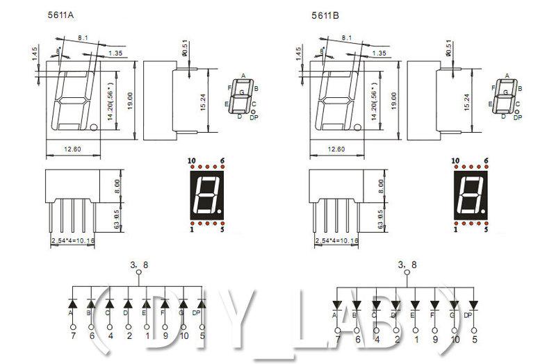 【DIY_LAB#871A】七段顯示器 紅色共陽 1位數碼管 0.5/0.56英寸 5611BH(現貨) | 露天市集 | 全台最大的網路購物市集