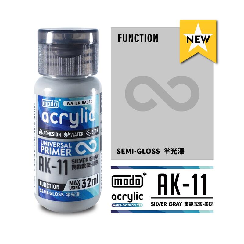 modo 全新配方 A系列水性漆 NEO水漆 AK11-萬用底漆-銀灰(半光澤） 32ml | 露天市集 | 全台最大的網路購物市集